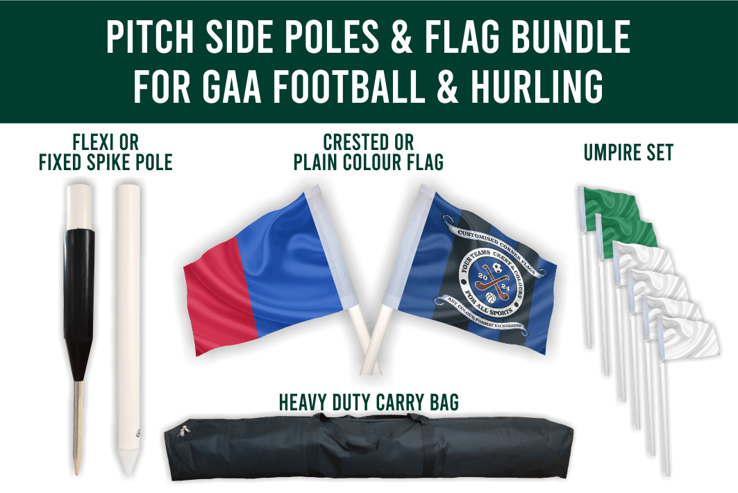 Irish Made Gaa Pitch Side Poles And Flag Bundle For Football And Hurling