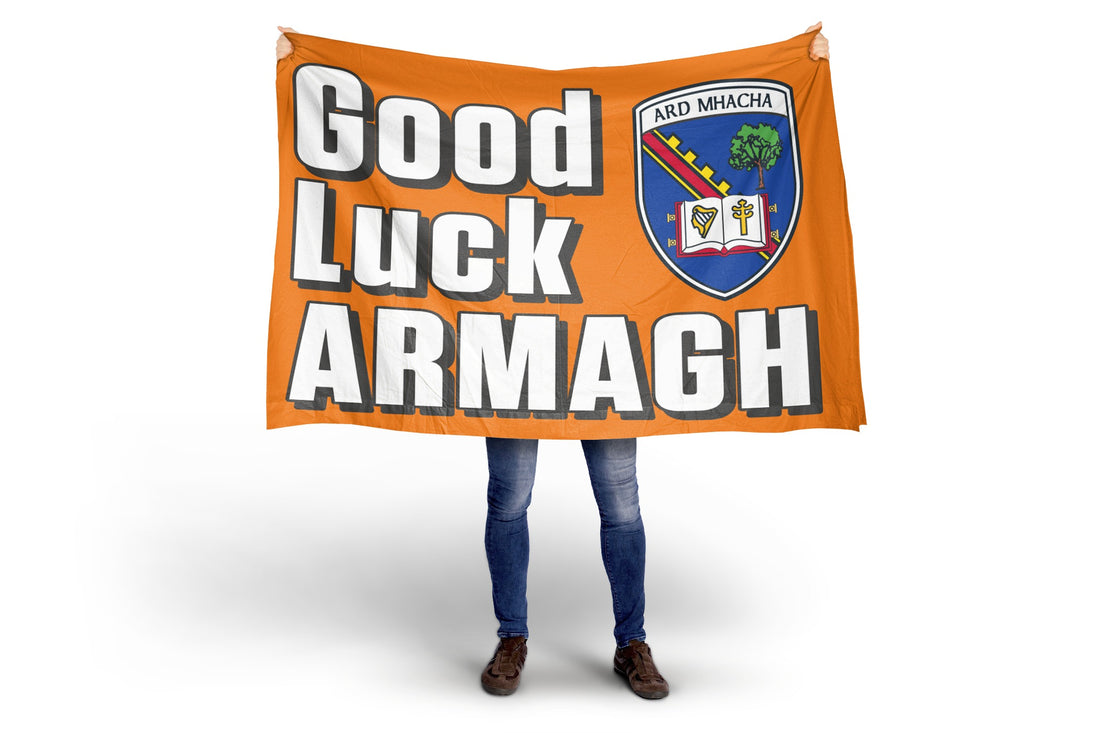 Armagh GAA Crest 'Good Luck Armagh' Flag – Flags Ireland Prospect Design