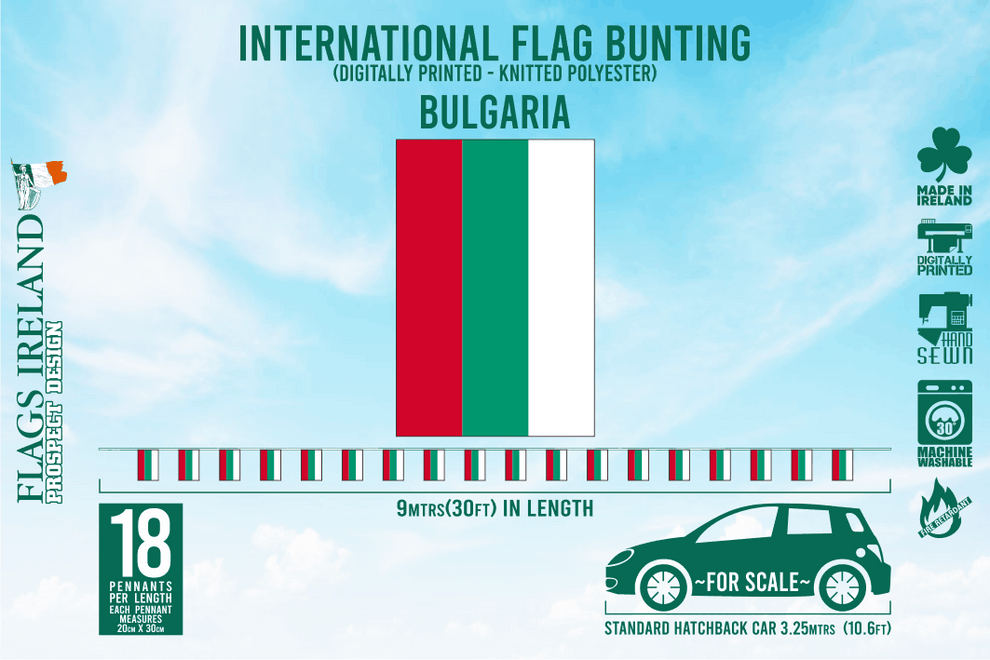 Bulgaria Flag Bunting – Flags Ireland Prospect Design