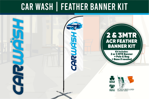 Car Wash Feather Banner Kit | 2m & 3m Forecourt Signage | Flags Ireland ...