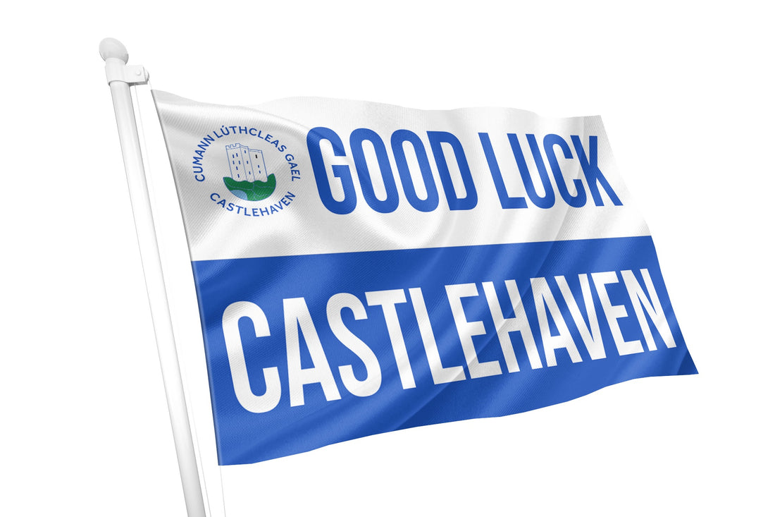 ''GOOD LUCK CASTLEHAVEN'' Crested Flag - Premium Knitted Polyester ...