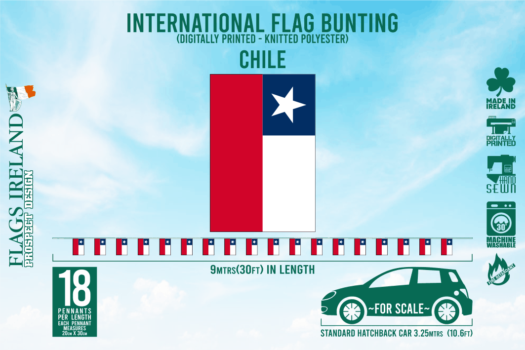 Chilean Flag Bunting – Flags Ireland Prospect Design