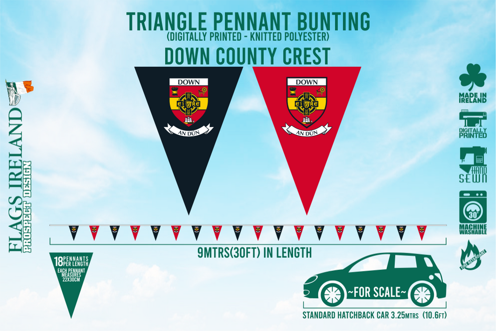 Down County Crest Bunting – Flags Ireland Prospect Design