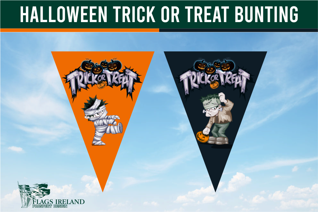Halloween Trick or Treat Bunting - Black Outdoor & Indoor Pennant ...