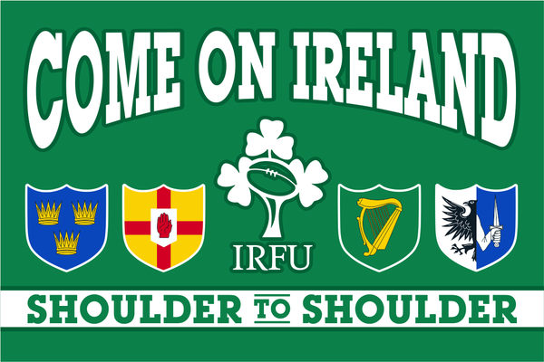 Ireland Rugby Shoulder to Shoulder Flag – Flags Ireland Prospect Design