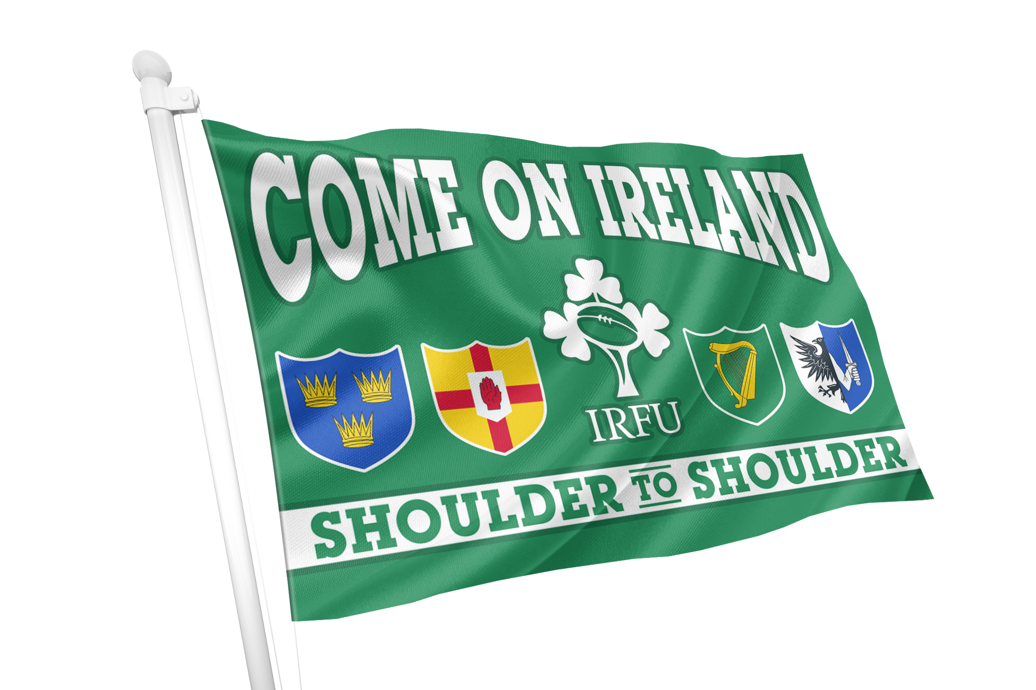 Ireland Rugby Shoulder to Shoulder Flag – Flags Ireland Prospect Design