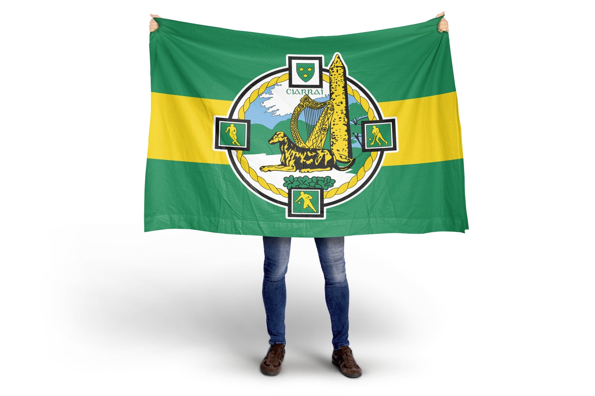 Kerry GAA Classic Crest Flag | Green & Gold Vintage Style Supporter ...