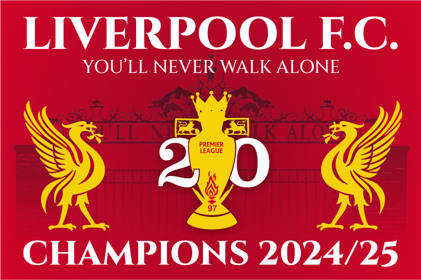 Liverpool FC 20 League Titles Flag – Premier League Champions 2024/25 ...