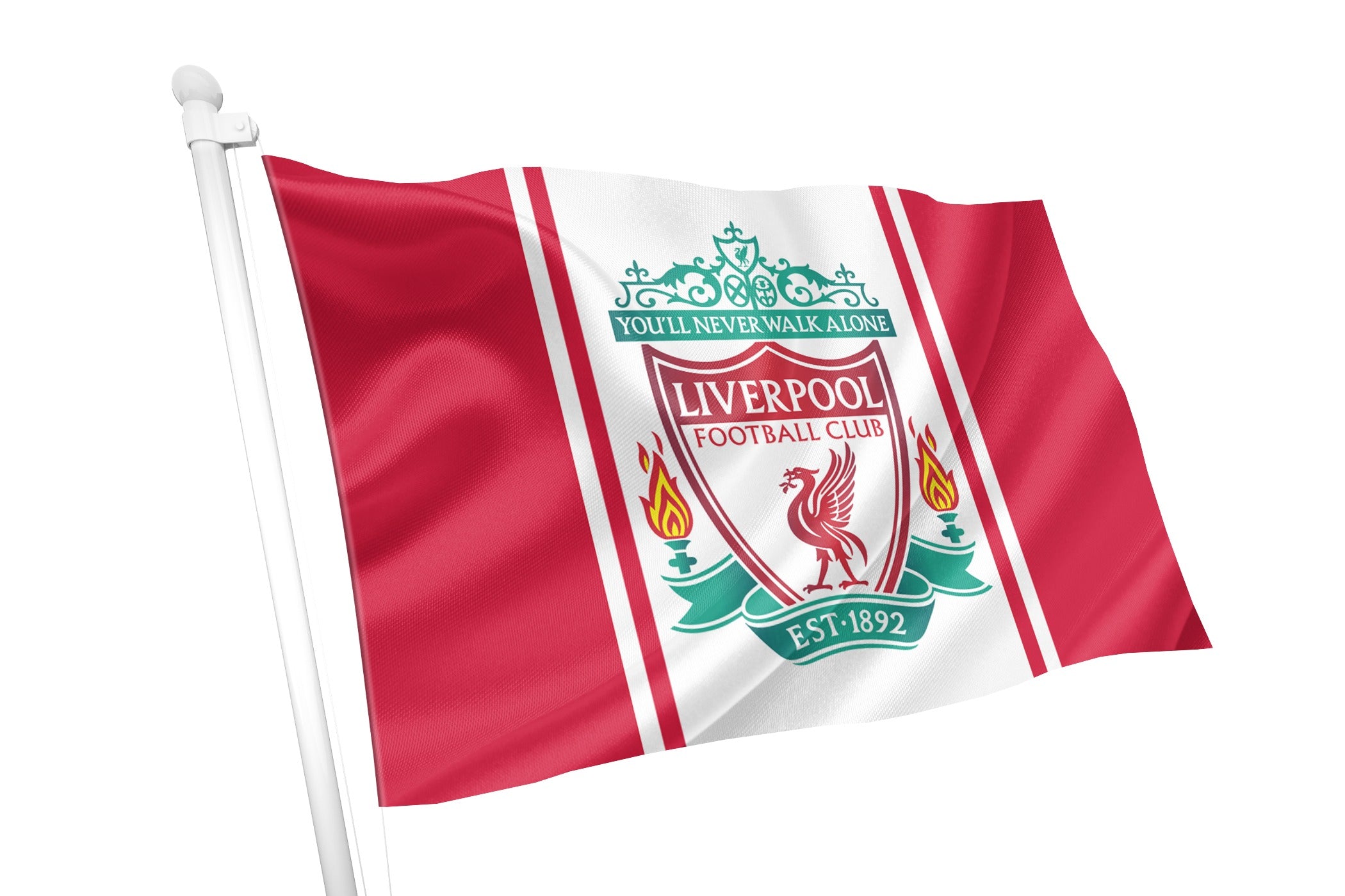 Liverpool FC Crest Red White Background High Quality Knitted Liverpool FC Crest Red White Background High Quality Knitted