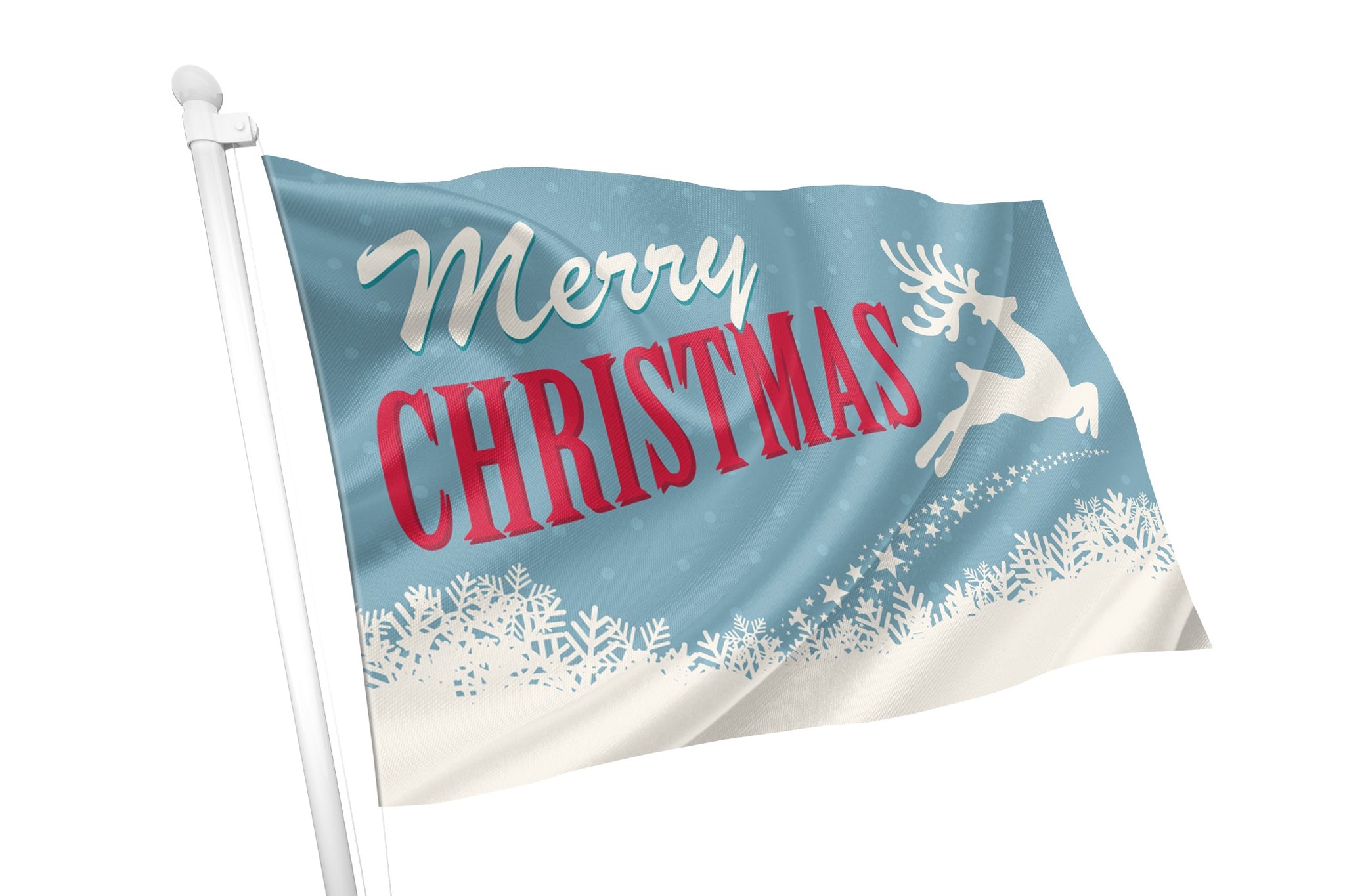 Merry Christmas Reindeer Blue Flag - Indoor & Outdoor | Made in Ireland ...