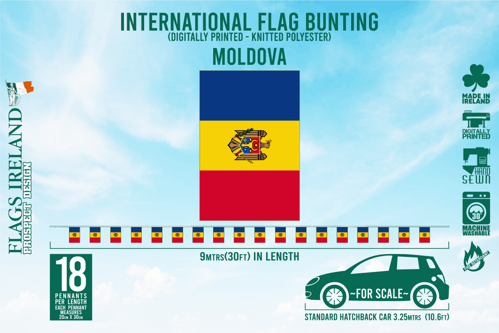 Moldova Flag Bunting – Flags Ireland Prospect Design