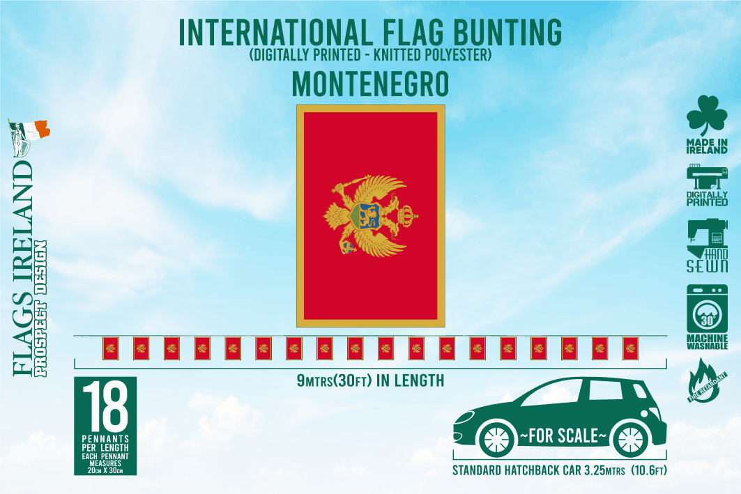 Montenegro Flag Bunting – Flags Ireland Prospect Design