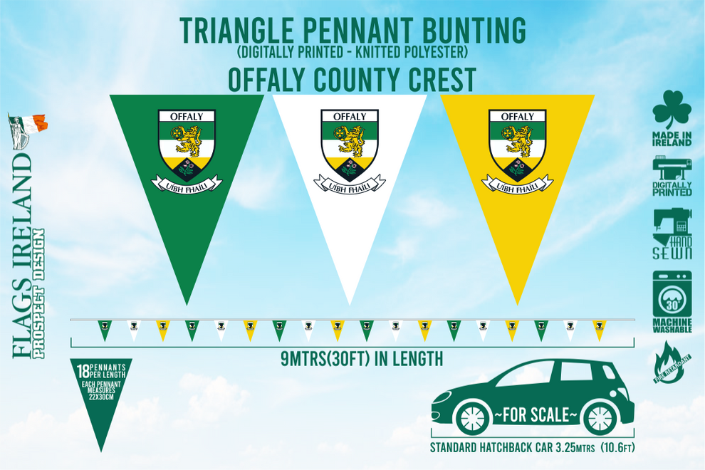 Offaly County Crest Bunting – Flags Ireland Prospect Design