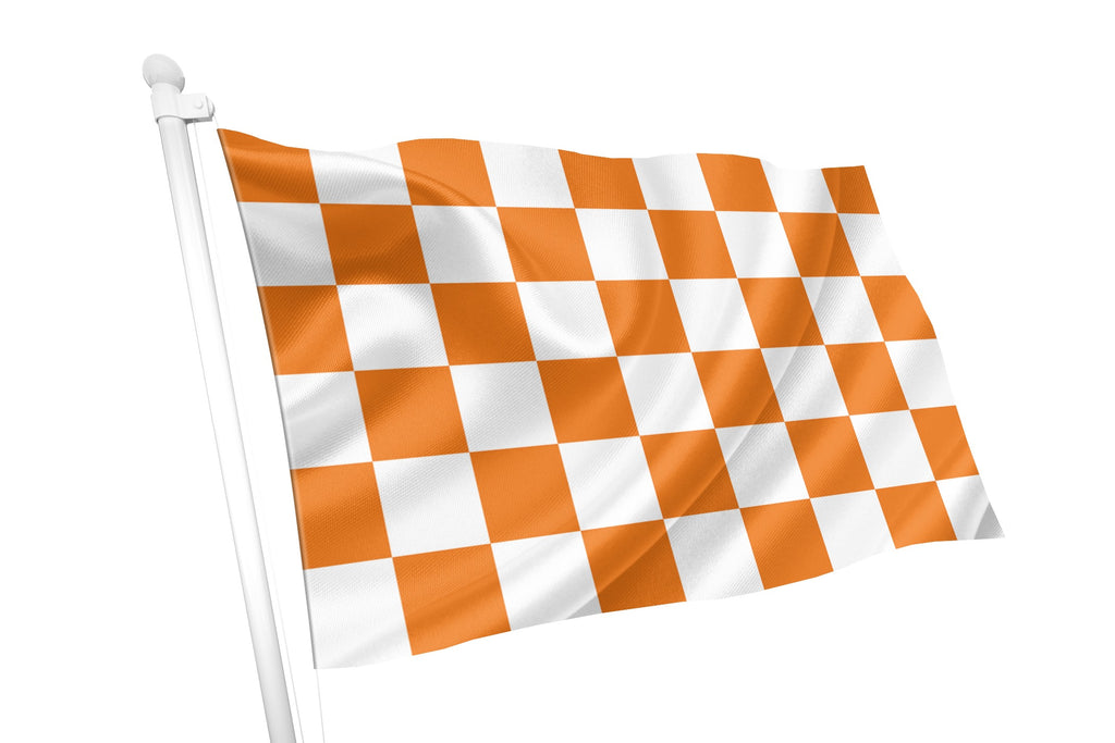 Orange & White Chequered Flag – Flags Ireland Prospect Design