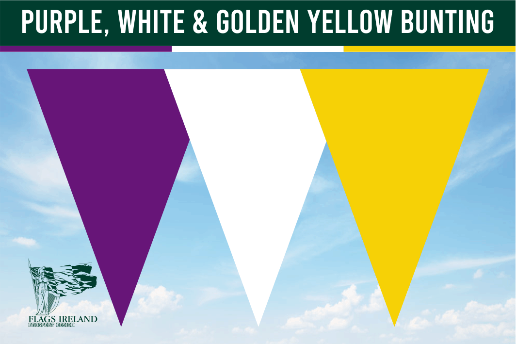 Purple, White & Golden Yellow Colour Bunting – Flags Ireland Prospect ...