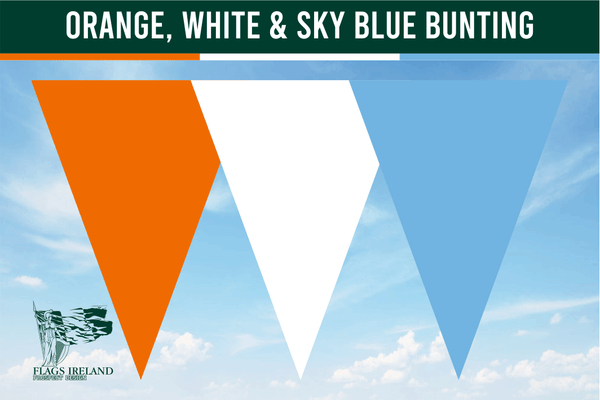 Orange, White & Sky Blue Colour Bunting – Flags Ireland Prospect Design