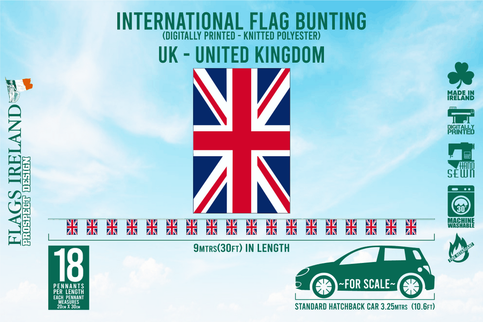 UK - United Kingdom Flag Bunting - Made in Ireland - Ships Worldwide ...