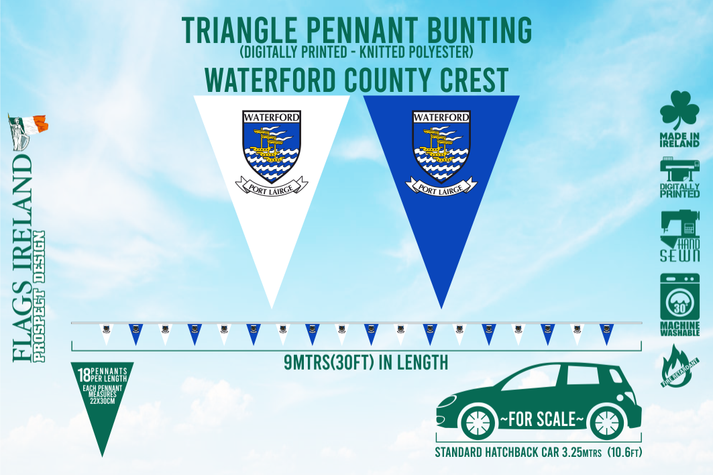 Waterford County Crest Bunting – Flags Ireland Prospect Design