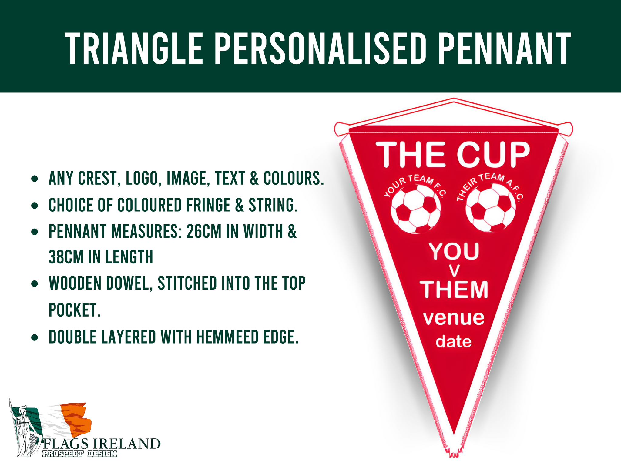 Customisable Pennants - Personalised Team Pennants Made in Ireland ...